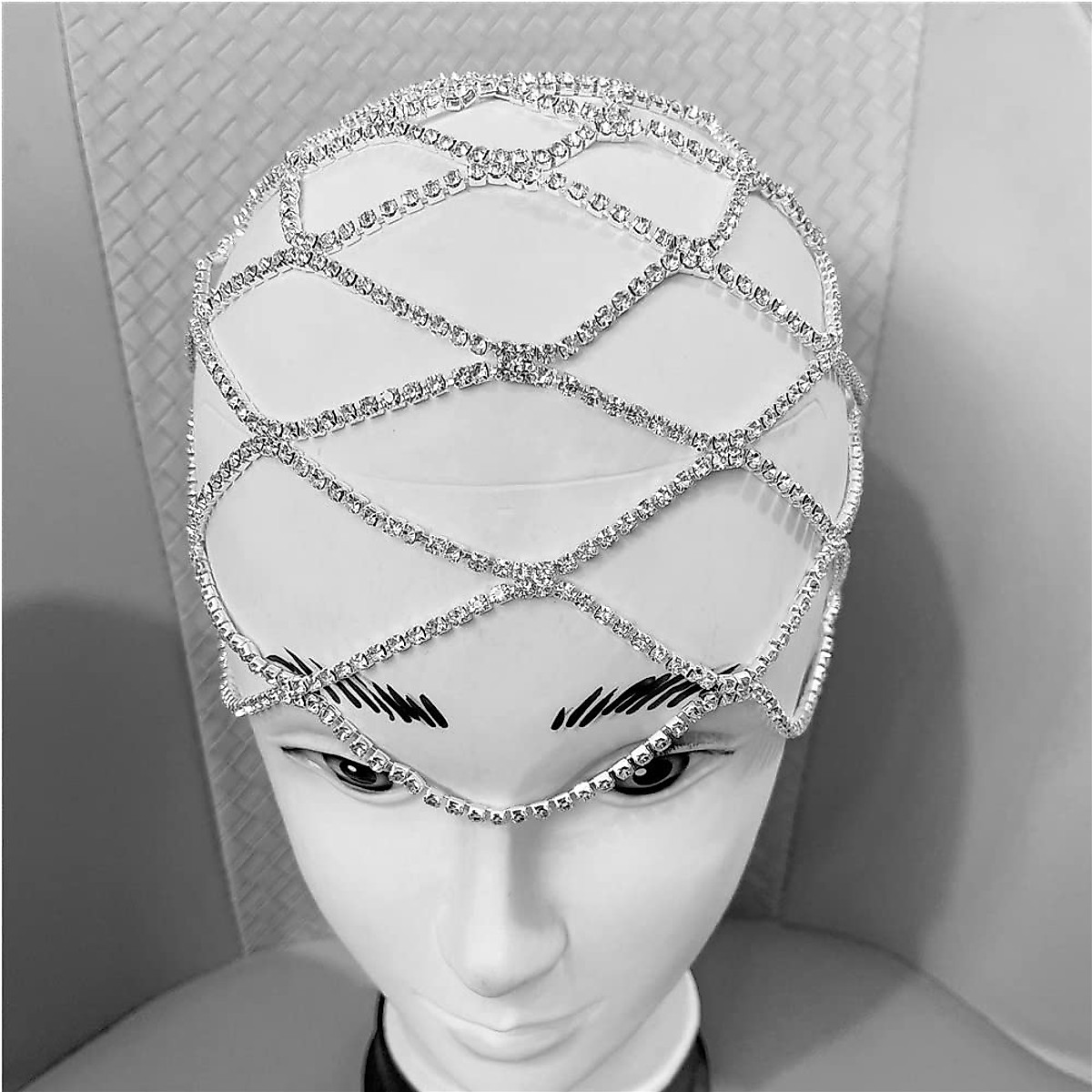 Rhinestone Cap Headpiece For Women Crystal 1920s Tassel Hair Accessories Belly Cap Headpieces Wedding Bridal Head