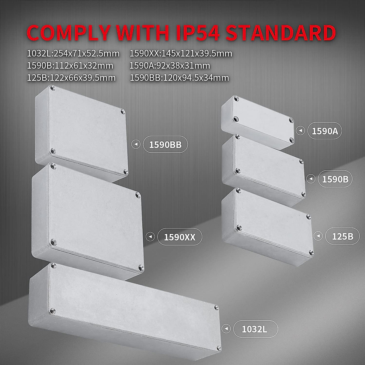 DaierTek 3pcs 1590A Metal Guitar Pedal Enclosure 92x38x31mm Diecast Aluminum Stomp Box Case Unfinished for Guitar Effect
