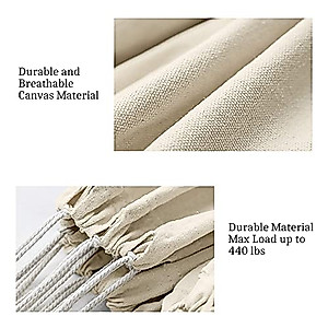 Xuanmuque Double Sized Boho Macrame Black Hammock with Elegant Tassels and Fishtail Knitting 485Lbs Includes Tie Ropes and Black Drawstring Bag for Women