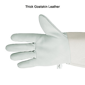 Luwint Leather Long Garden Gloves, Thorn Proof Rose Pruning Elbow Length Gardening Gloves for Men and Women, 1 Pair (L)