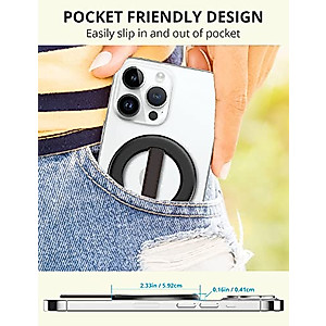 SUPMEGA Phone Grip, Phone Hand Holder & Stand with Collapsible Leather Finger Loop, Sticky Comfortable Slim Phone Gripper for Back of Phone, Fits All Phones