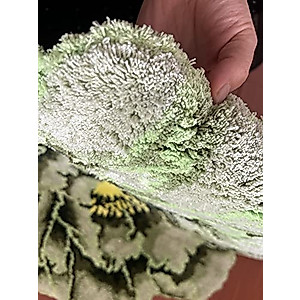 Wedding Gift Green Peony Flowers Shape Round Area Rugs Polyester Rug for Bedroom/Kitchen/Bathroom Indoor Floor Mat Living Room Carpet Soft Fluffy Plush Anti-Skid Washable Doormat 23.6" X 23.6"
