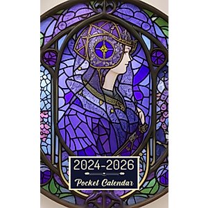 Pocket Calendar 2024-2026: Two-Year Monthly Planner for Purse , 36 Months from January 2024 to December 2026 | Round stained glass window | Medieval | Plantagenet-inspired | Heraldic | Majestic