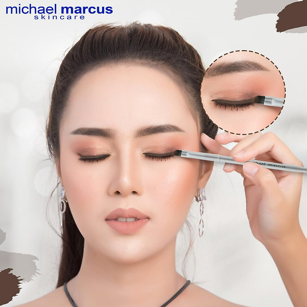 michael marcus Makeup Cake Eye Liner & Eyeliner Brush (Espresso) - Water Activated Dry Pressed, Long-Lasting & Smudge Resistant Eyeliner - Cruelty & Paraben Free - For Beginner & Pro Makeup Artist