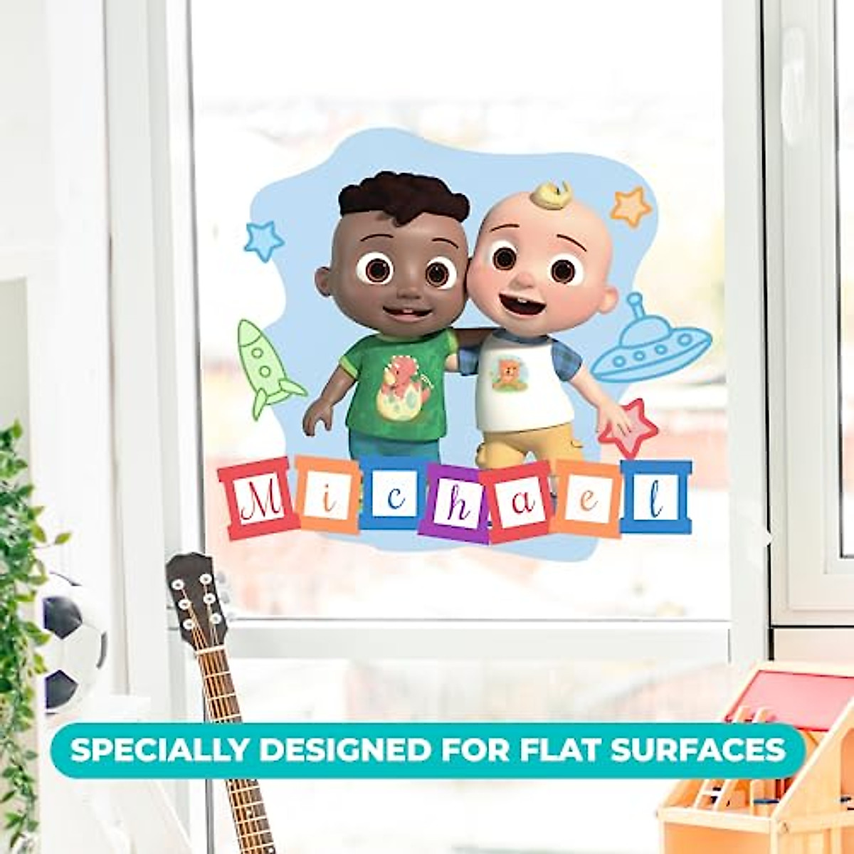 Multiple Font Custom Name JJ and Cody CoComelon Kids Wall Decal - EGD X CoComelon Series - Prime Collection - Wall Decal for Room Decorations - Mural Wall Decal Sticker (EGDCOCO004)