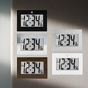 MARATHON Large Digital Wall Clock with 8” Display, Graphite Gray - Easy to Read
