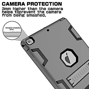 TOPSKY Case Compatible with iPad Air 1st Generation/A1474/A1475/A1476 9.7 inch, Shockproof Built in Kickstand Protective Cover Cases for iPad A1474/A1475/A1476,Grey Black