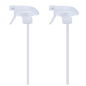 Cosywell Spray Bottle Mist Spray Stream Trigger Replacement Parts Spray Bottle Trigger Sprayer Bottle Nozzles With Pipes Fits 8 oz /16 oz 28/400 Round Neck Bottles Clear 2 Pcs (2PCS, Clear)