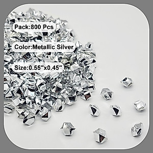 AiFanS Vase Filler for Home Deco and Centerpieces,Plastic Silver Nuggets for Vases and Table Decoration (Metallic Silver,800 Pieces)