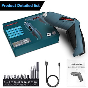 HANMATEK Rechargable Cordless Screwdriver Kits with straight and pistol style Powerful Electric Screwdriver Small Screw Guns