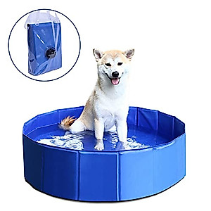 MengK Foldable Dog Padding Pool Swimming Pool Puppy Cat Bath Tub Outdoor Portable Pet Garden Water Pond Ideal for Pets L Size 120 * 30cm