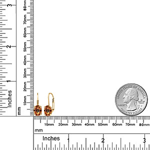 Gem Stone King 18K Gold Plated Silver Gemstone Birthstone Leverback Dangle Earrings | Oval 8X6MM | Gold Earrings for Women