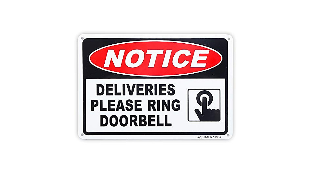 Deliveries Please Ring Doorbell Sign - Durable & Reflective
