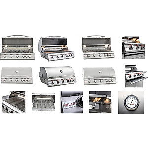 BLAZE BBQ Outdoor Package of 40” LTE Built-in Gas Grill, Dop-In Single Side Burner, 32” Door & Two Drawers Combo, Compact Refrigerator and Accessories (Grill Cover, Fridge Trim and Rotisserie Kit)