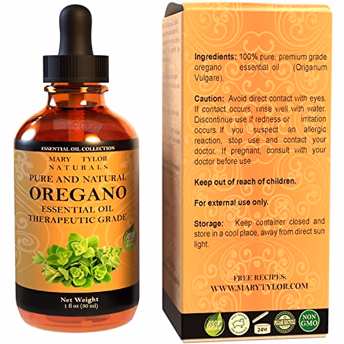 Oregano Essential Oil (1 oz), Premium Therapeutic Grade, 100% Pure and Natural, Perfect for Aromatherapy, and Much More by Mary Tylor Naturals