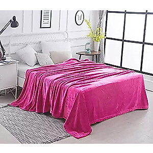Home Must Haves Solid Hot Pink Affordable Bed Blanket Bedding Throw Fleece Super Soft Warm (Queen), (Hot Pink Blanket 1)