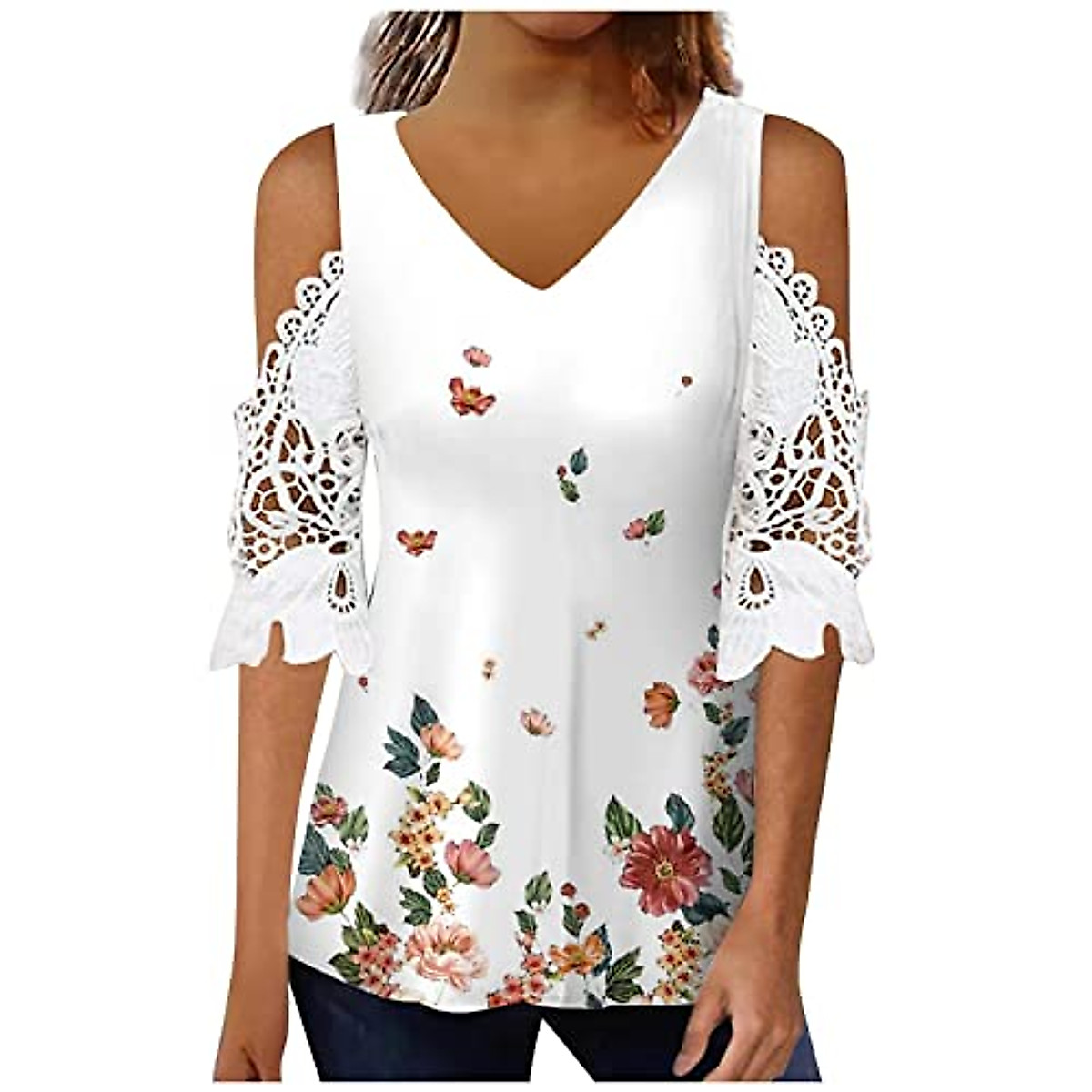 Blouse red Kimonos Womens Tops Vests Flannels for Women Women's lace up Front v Neck Long Sleeve Knit Pullover Womens Tops with Bell Sleeves XXL Womens Tops Womens sweatera