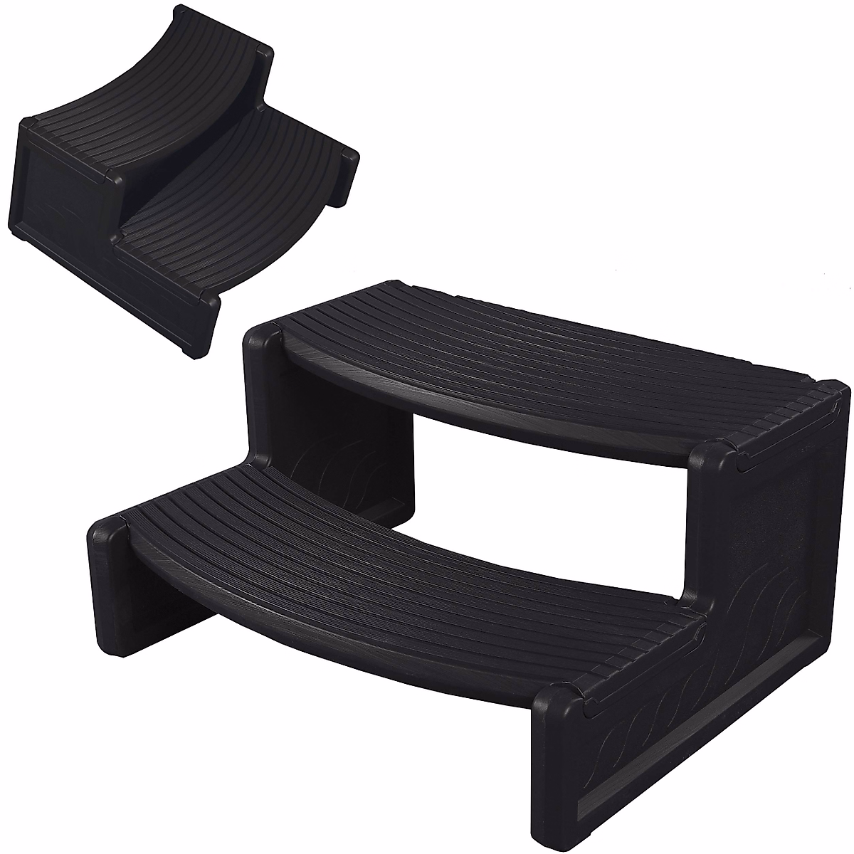 Black Waterproof Hot Tub Steps, NO Assembly Required, Compatible with Any Spa or Hot Tub, Slip Resistant Outdoor Steps, 6 x 32 x 14 Inches, Aqua Life by Strong Spas