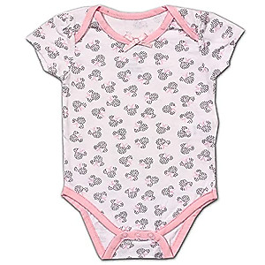 Disney Minnie Mouse Girls’ 3 Pack Bodysuits for Newborn – Pink/Red/Grey/White