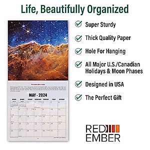 RED EMBER James Webb Space Telescope 2024 Wall Calendar 12 Month | 12" x 24" Open | Thick & Sturdy Paper | Giftable | Calendar 2024