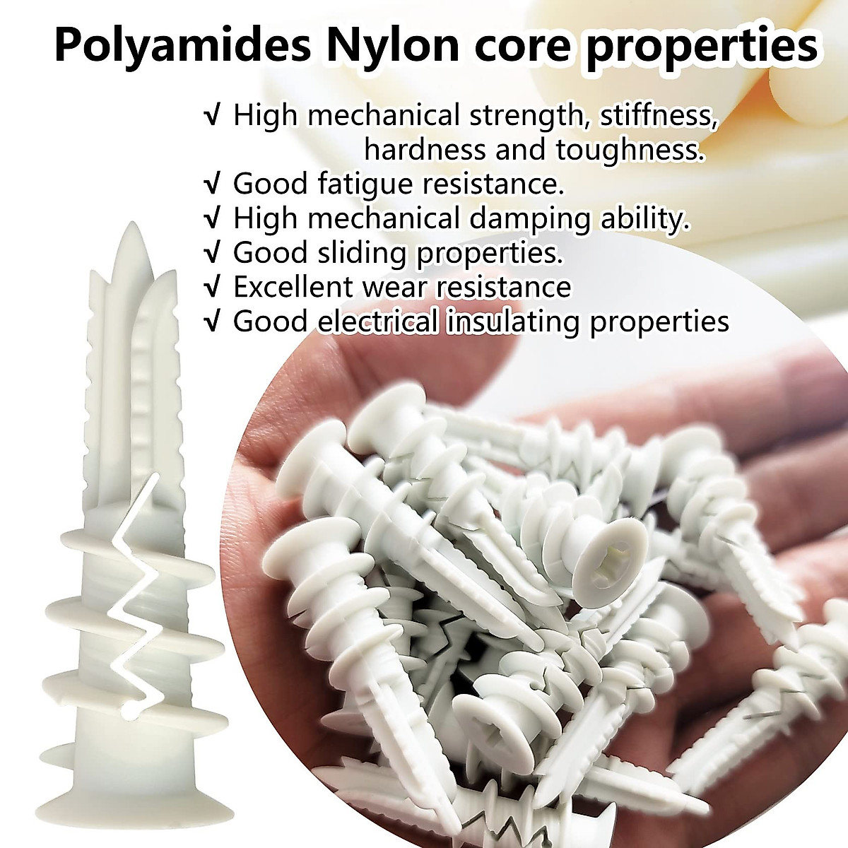 Drywall Anchor with Screws Sets - Plastic Self Drilling Dry Wall Anchors, 100 Pieces All Together