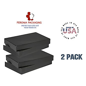 Feronia Packaging Apparel Boxes 2 Pack Men Shirt Box Women Dress Boxes Premium Gift Wrap and Art Supplies for Birthdays, Holidays, or Presents (Black)
