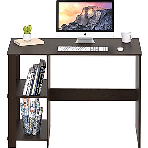 SHW Home Office Computer Desk with Shelves, Espresso