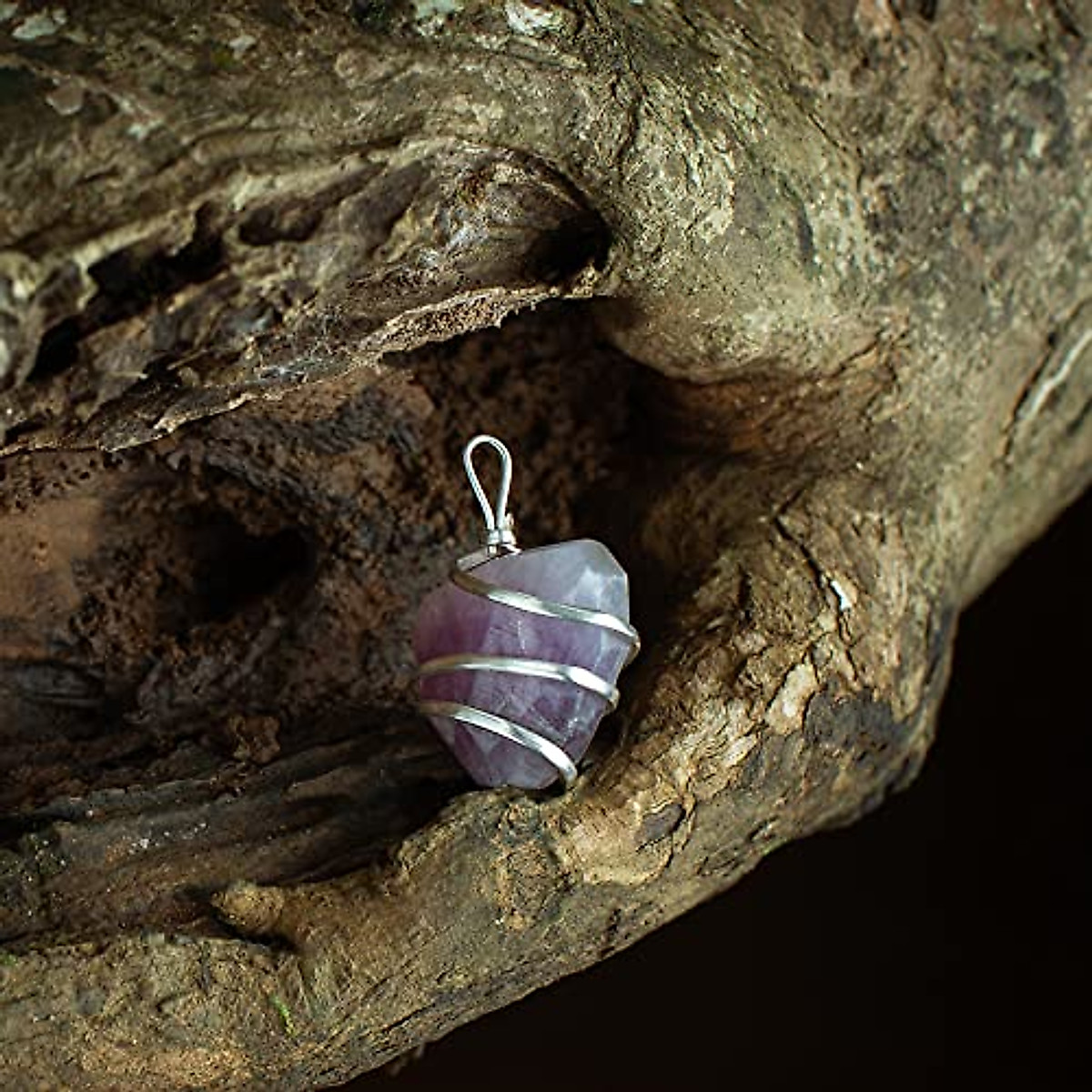 Amethyst Tumbled Wrapped Pendant by Ayana Crystals – Authentic February Birthstone, Handcrafted Pendant for Spiritual Healing and Emotional Balance