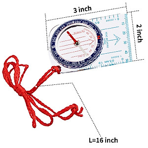 BBTO 9 Pieces Orienteering Compass Hiking Backpacking Camping Compass Map Reading Outdoor Waterproof Compass for Scout Kids Women