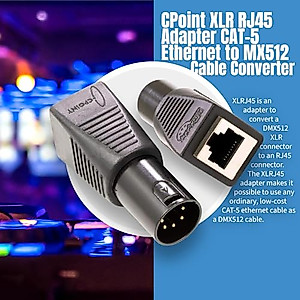 SIRS-E 2-Pack - CPoint XLR RJ45 Adapter CAT-5 Ethernet to DMX512 Cable Converter, Male 3-Pin, XLRJ45-3M