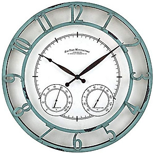 FirsTime & Co. Laguna Outdoor Wall Clock, 18", Aged Teal