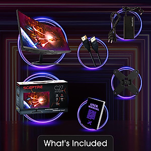 Sceptre 27-inch Curved Gaming Monitor up to 240Hz DisplayPort HDMI 1ms 99% sRGB Build-in Speakers, R1500 Machine Black 2023 (C275B-FWT240)