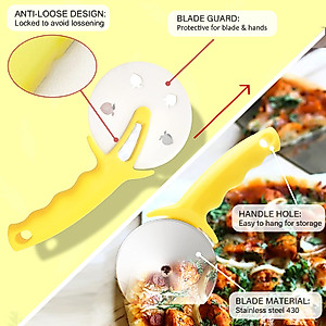 4-Inch Super Sharp Pizza Cutter Wheel,Stainless Steel Large Blade Pizza Cutter with Cover,Premium Kitchen Pizza Slicer with Good Grips Handle,Easy to Clean and Dishwasher Safe-Yellow
