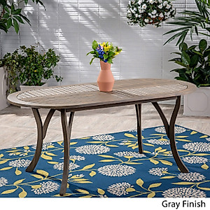 Christopher Knight Home 305157 Baia Outdoor Acacia Wood 70" Oval Dining Table, Gray Finish
