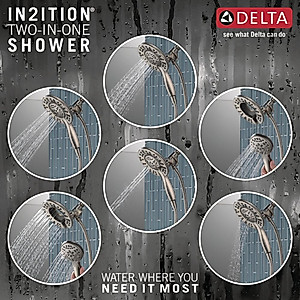 Delta Faucet 4-Spray In2ition Dual Shower Head with Handheld Spray, Brushed Nickel Shower Head with Hose, Showerheads & Handheld Showers, Handheld Shower Heads, Stainless 58499-SS