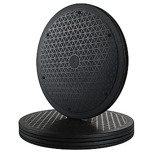 Pack of 3, 12 Inch Lazy Susan Turntable Organizer, Non Skid Heavy Duty Rotating Swivel Steel Ball Bearings, Holds up to 80 lbs, Black Plastic Turn Table - Used for Cabinets, Monitor, TV, etc