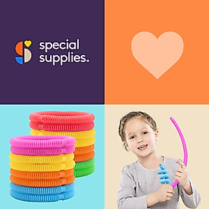 Special Supplies Fun Pull and Stretch Tubes for Kids - Pop, Bend, Build, and Connect Toy, Provide Tactile and Auditory Sensory Play, Colorful, Heavy-Duty Plastic (30)