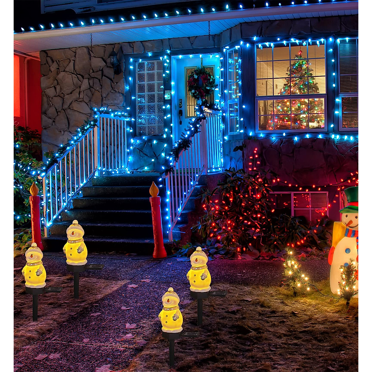Chween Solar Christmas decration Lights Outdoor Garden Pathway Stake LED Lights Decor-2pcs Home Outdoor Yard Lawn Pathway Walkway Driveway Christmas Holiday Winter Decoration (Snowman)