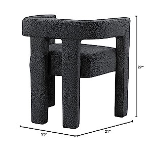 Meridian Furniture Athena Collection Modern | Contemporary Boucle Fabric Upholstered Accent | Dining Chair, 25" W x 21" D x 27" H, Black
