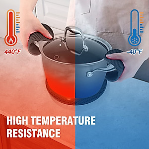 Silicone Trivet Mats Set of 4 - Heat Resistant Silicone Pot Holders, Silicone Mats for Kitchen for Hot Pots and Pans, Flexible Easy to Wash and Dry (7in, 2pcs Round + 2pcs Square, Black)