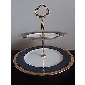 Noritake Odessa Cobalt Gold 2 Tiered Serving Tray