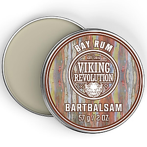 Viking Revolution Bay Rum Beard Balm - Beard Butter with Argan Oil, Beard Softener for Men with Jojoba Oil - Beard Moisturizer for Men with Beeswax - Beard Wax for Men (2oz, 1 Pack)