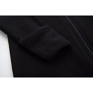 HahaNice Baby 2 Way Zipper Girls Boys 100% Cotton Footed Sleep and Play with Mitten Cuffs Black&Red 3 Months