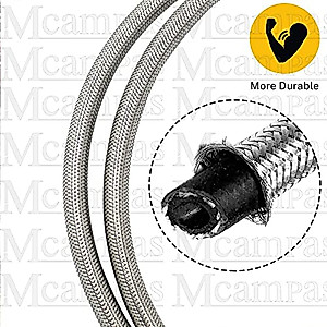 MCAMPAS 6FT Propane Hose Adapter 1lb to 20lb with Guage,1lb to 20lb Stainless Braided Propane Propane Tank Hose Adapter Converter for Coleman Stoves, Blackstone Grills, Buddy Heater, Tabletop Grill