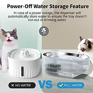 Premium Cat Water Fountain - 304 Stainless Steel Tray, Ultra-Quiet 5V Pump, Emergency Water Storage, 360 Degree Transparent Water Tank with Water Level Indicator, 84oz/2.5L, Oval Design, LED Light