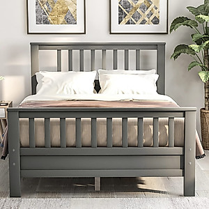 Harper & Bright Designs Full Bed Frame for Boys and Girls Wood Full Size Platform Bed with Headboard and Footboard and Slat Set, No Box Spring Needed