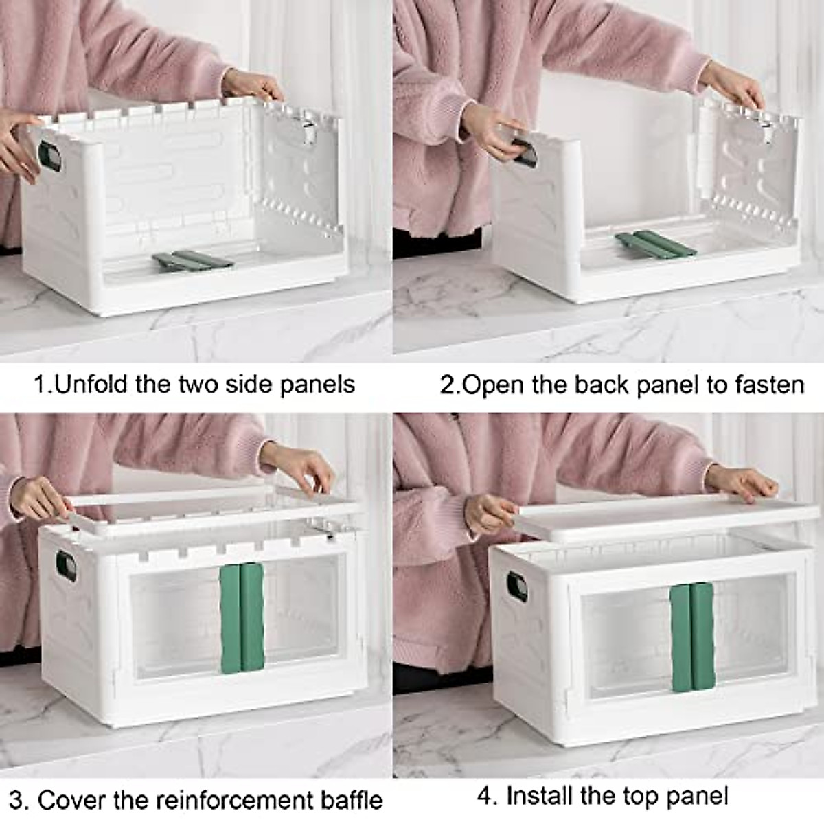 Rula Storage Bins, Storage Bins with Lids, 45 Qt Plastic Storage Containers with Double Door & Wheels for Closet Organizer, 3 Pack