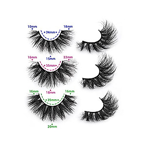 Mink Lashes Fluffy False Eyelashes Dramatic Mink Lashes with False Eyelash Applicator 3D Curly Fake Eyelashes 18-22mm 3 Different Style 21 Pairs Eye Lashes Pack by FANXITON