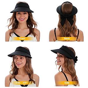 Simplicity Black Visor Women UPF 50+ UV Protection Sun Hat Womens Wide Brim Beach Hats for Women Sun Hat,Black