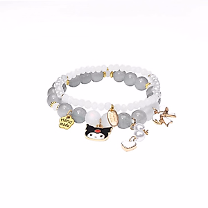 ANZWTLOYY Y2k Kawaii Bracelets Friendship Bracelets Set Cute BFF Beaded Relationship Elastic Bracelets for Women (C)